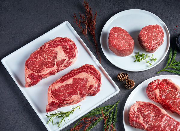 Natural Prime Ribeye & Filet Steak Package (Two 12oz Ribeyes & Two 6oz ...
